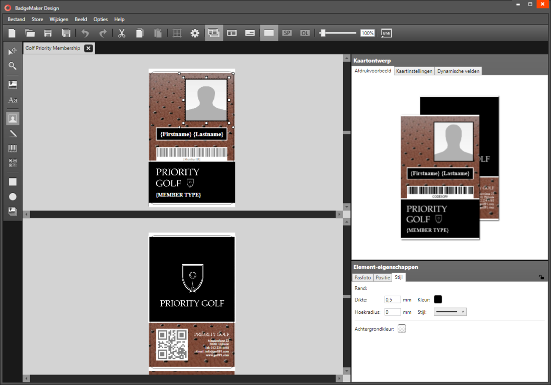 Add a photo, signature and a dynamic logo in id card maker BadgeMaker